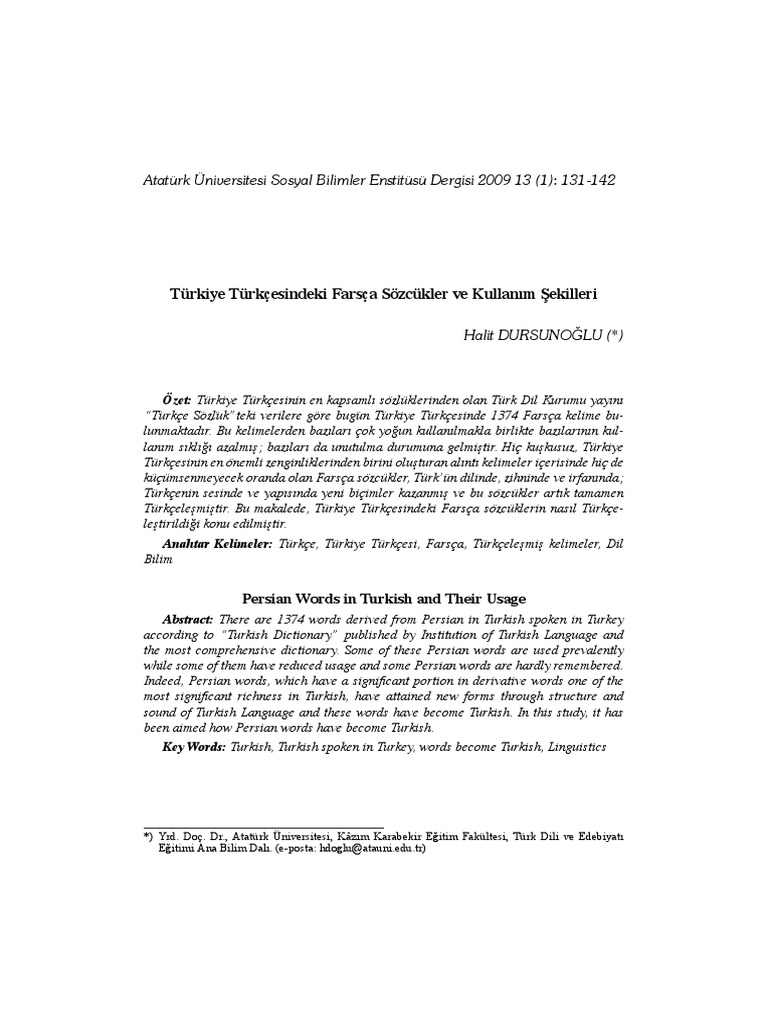 T Rkiye T RK Esindeki Fars A S ZC Kler Ve Kullan M Ekilleri (#38105) - 32150 | PDF