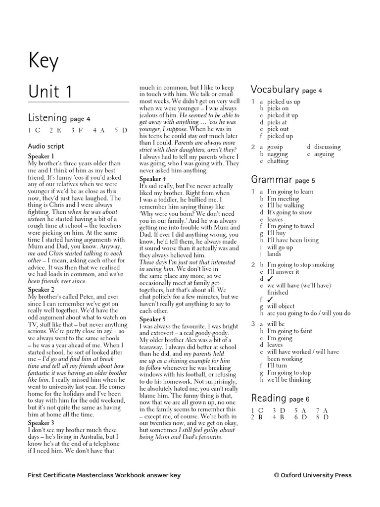 First Masterclass Workbook | PDF