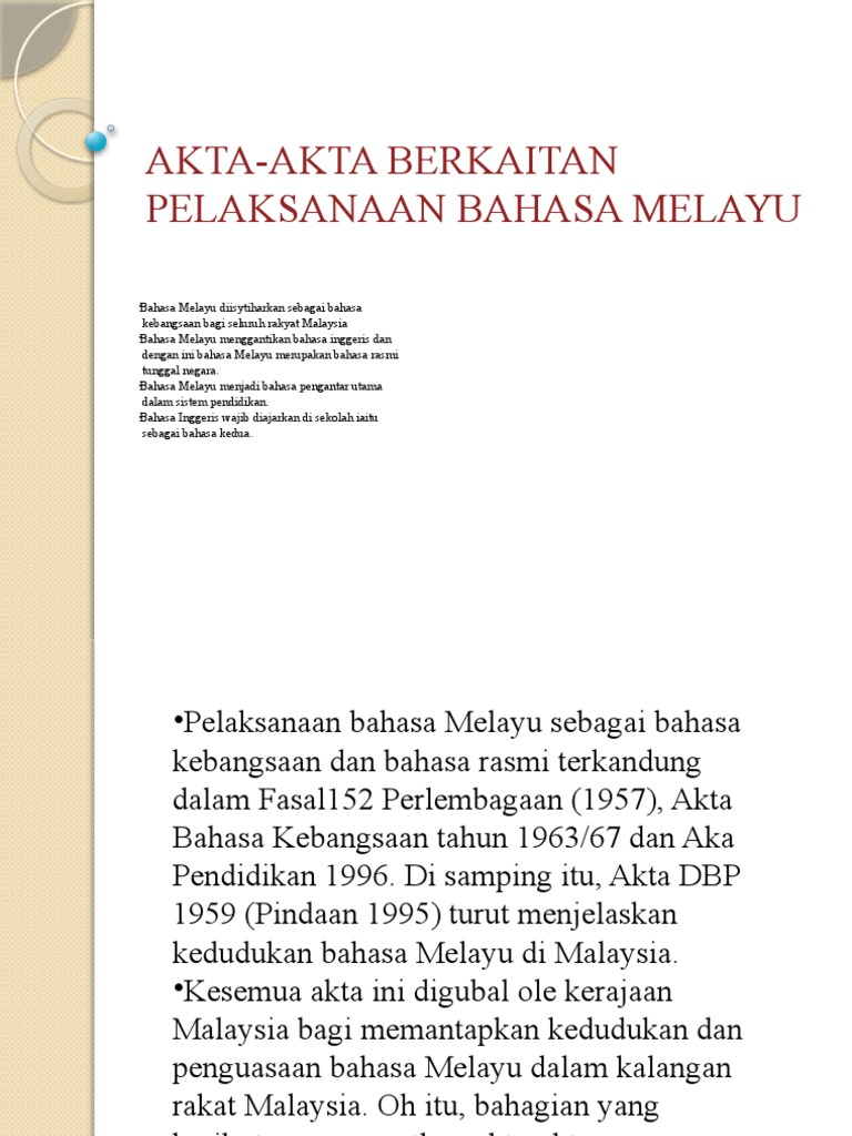 Akta-Akta Berkaitan Pelaksanaan Bahasa Melayu | PDF