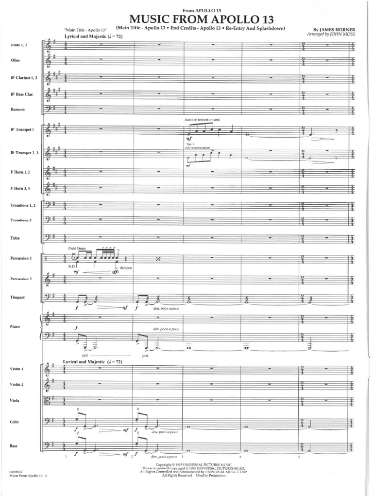 James Horner - Music From Apollo 13 - 01. Full Score | PDF