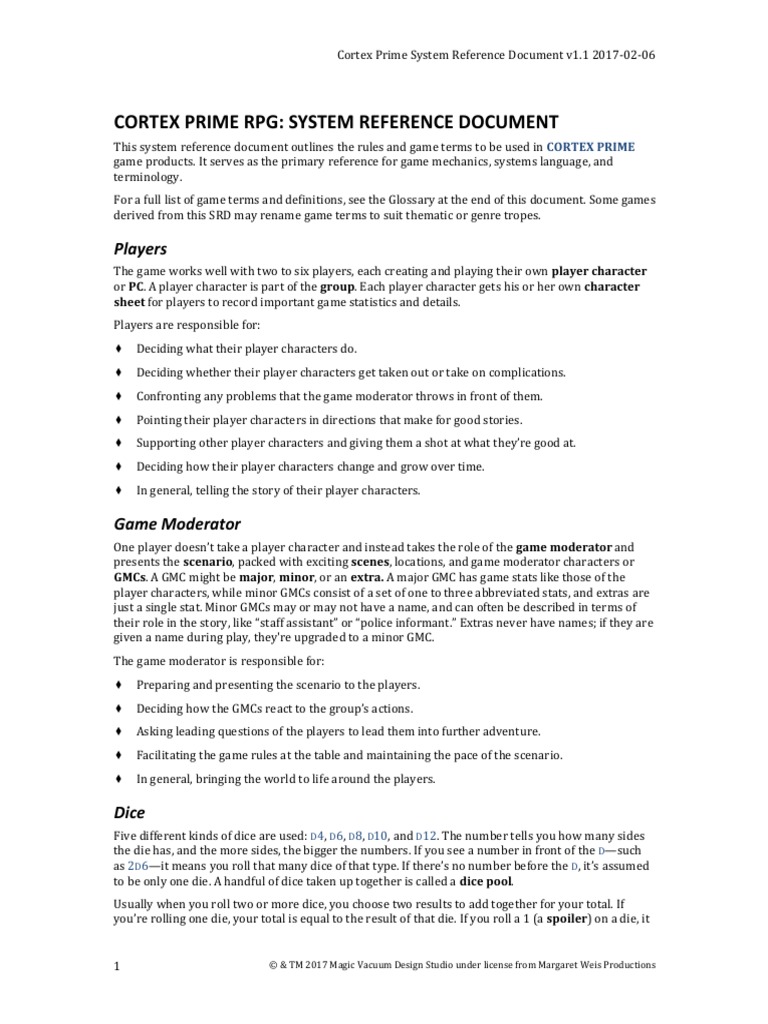 Cortex Prime SRD v1.1 | PDF | Seven Deadly Sins