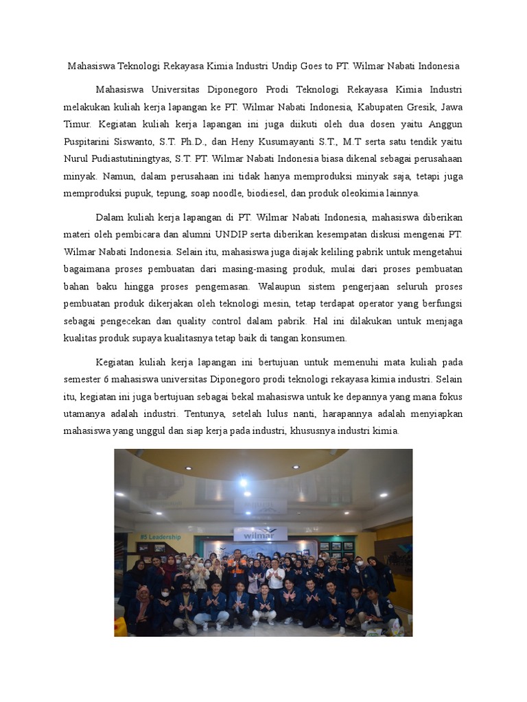 Press Release PT. Wilmar Nabati Indonesia | PDF