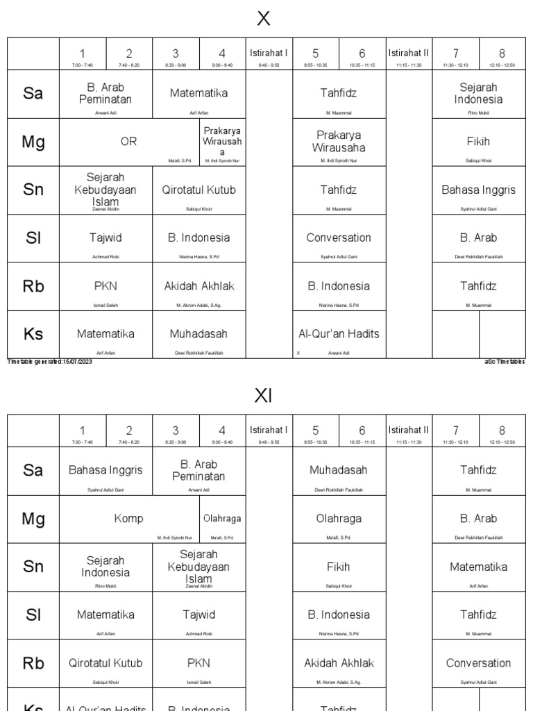 Jadwal MA 2023-2024 | PDF