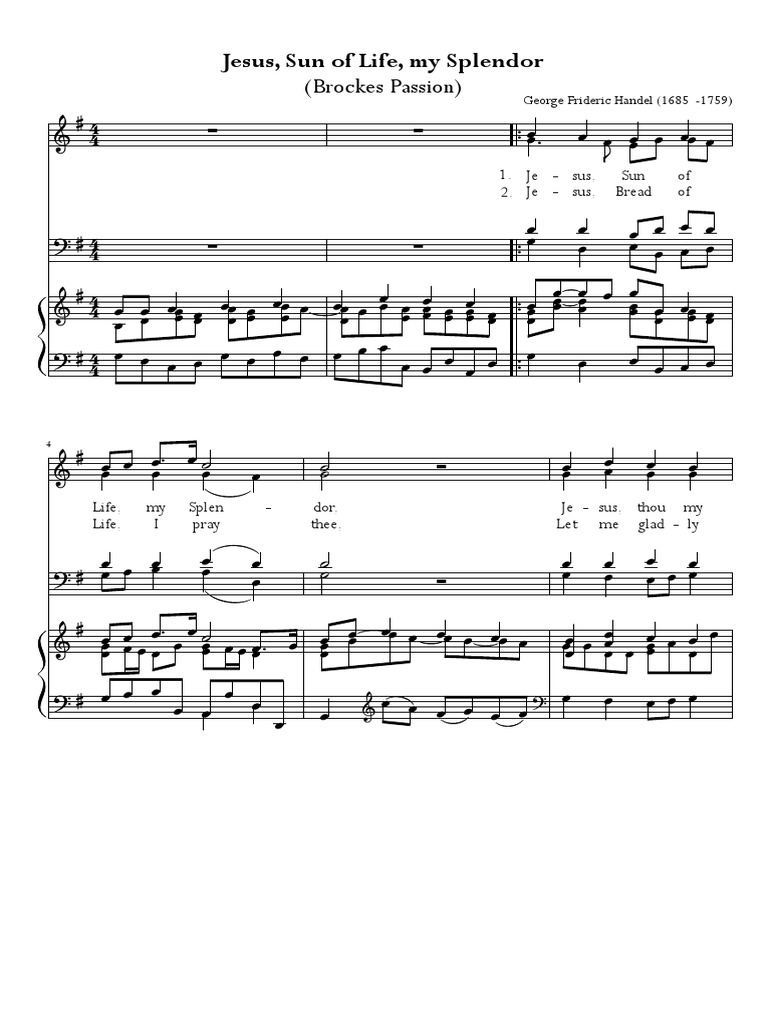 Jesus Sun of Life My Splendor Handel | PDF