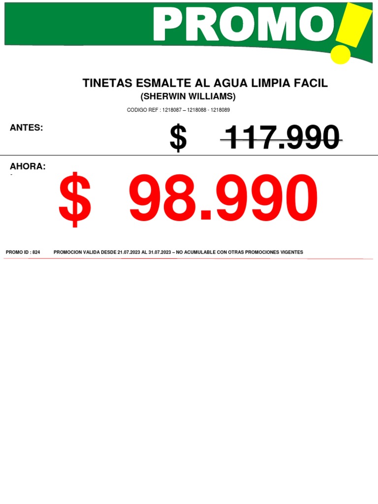 Promoción Tinetas Esmalte al Agua | PDF
