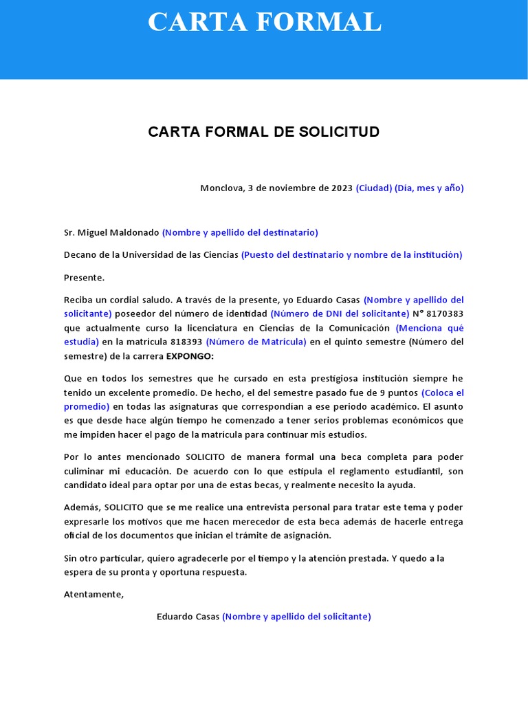 Carta Formal de Solicitud | PDF