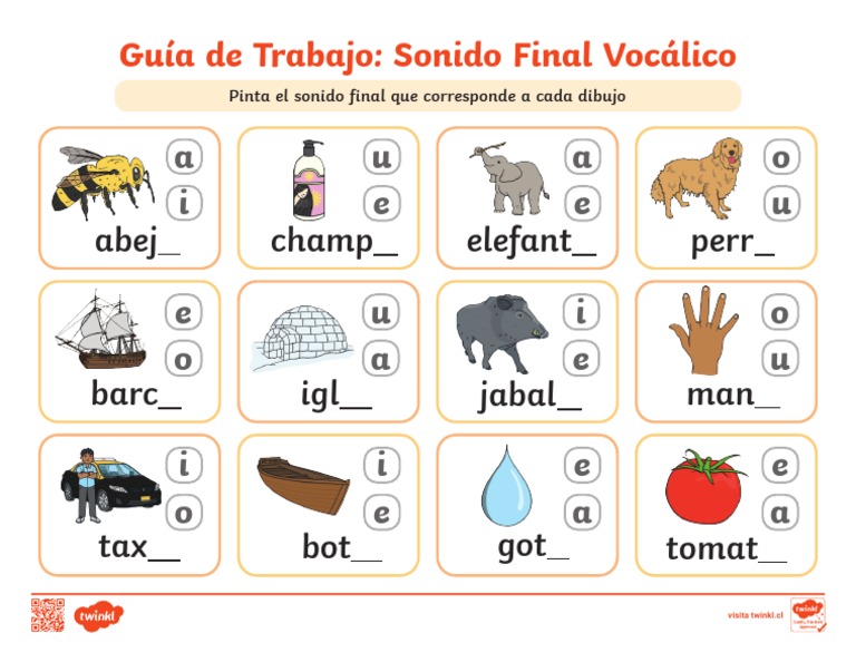 CL L 1680267183 Guia de Trabajo Sonido Final Vocalico - Ver - 3 | PDF