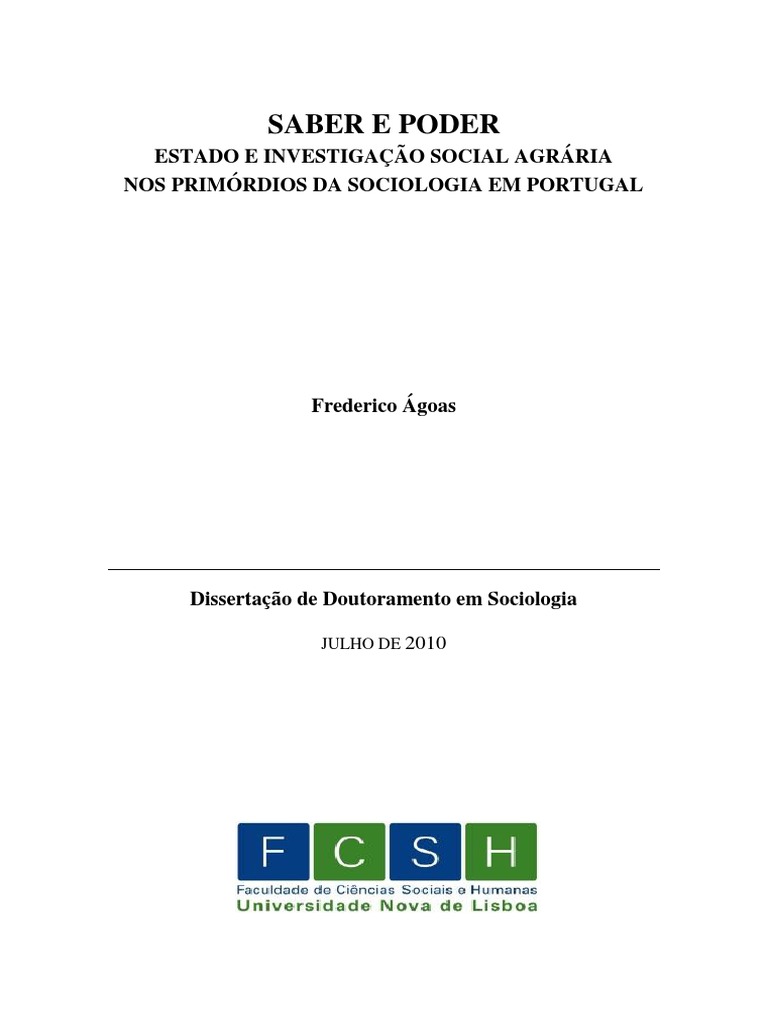 Frederico Agoas Saber e Poder | PDF | Sociologia | Science