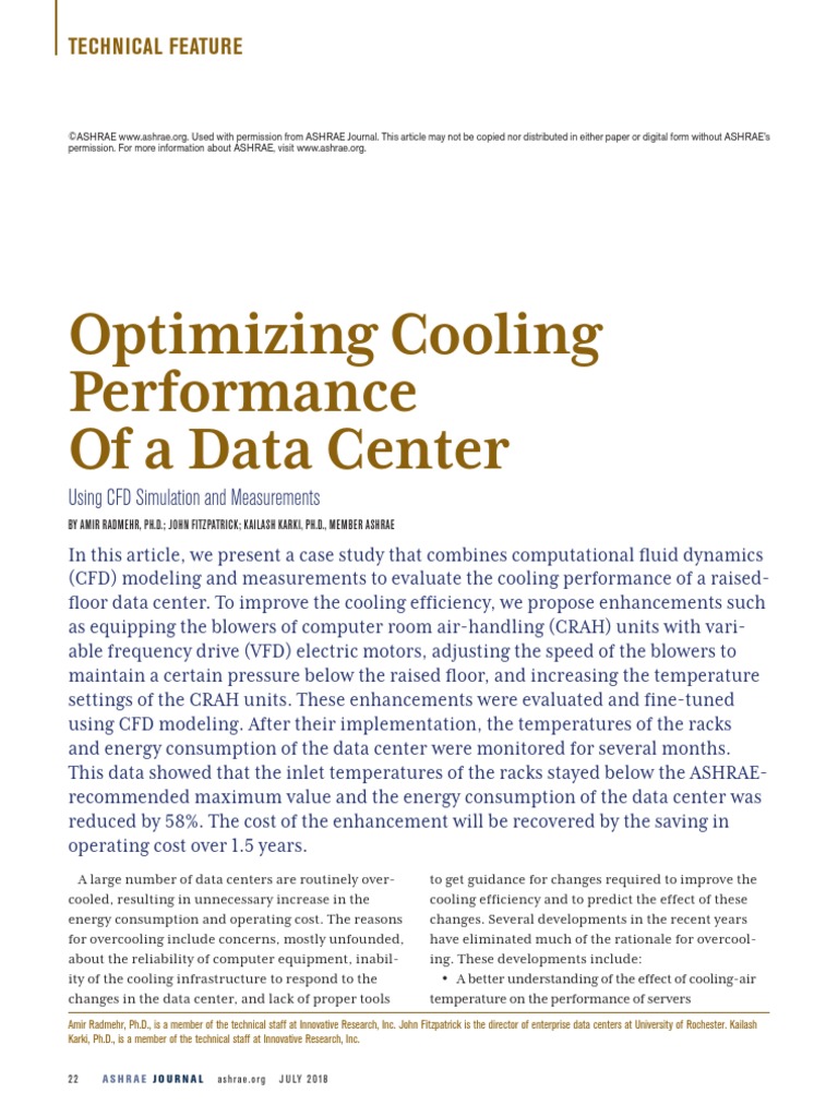 Optimizing Cooling Performance of A Data Center Using CFD Simulation ...