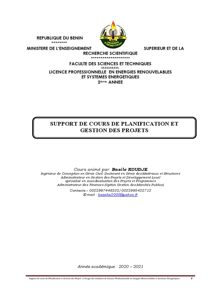 Cours de Planification Des Projets | PDF