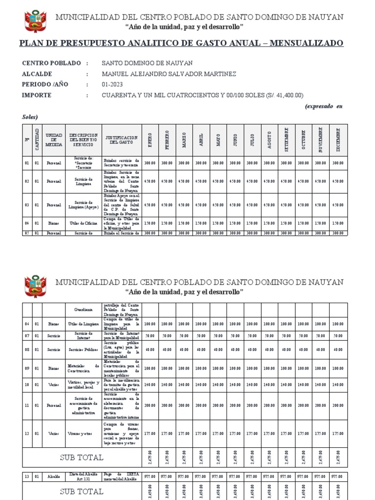Cuadro de Plan de Presupuesto | PDF