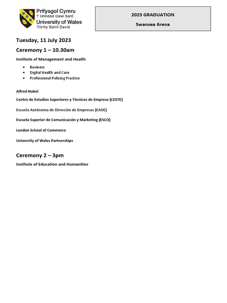 2023 Graduation Swansea | PDF