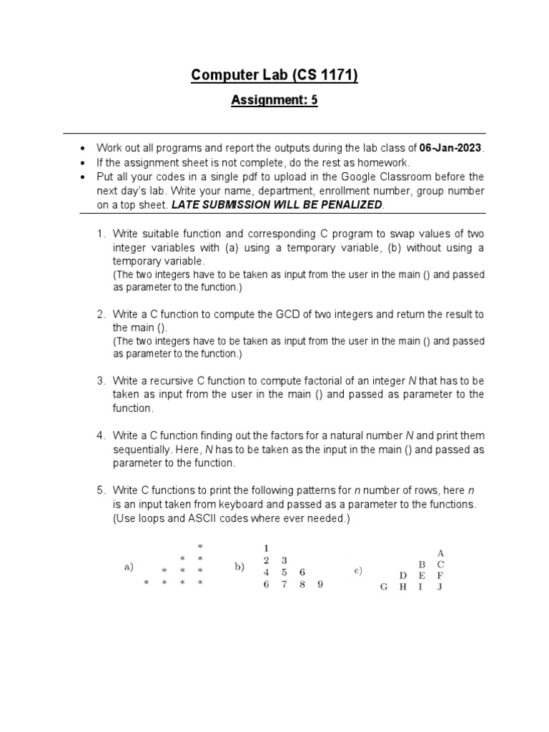 C Programming Lab Assignment 5 Guide | PDF