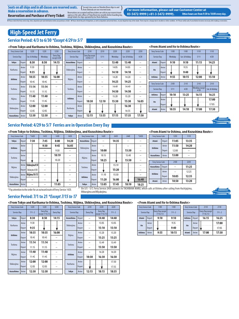 Tohai Ferry Fare & Schedule Table | PDF | Service Industries | Public ...