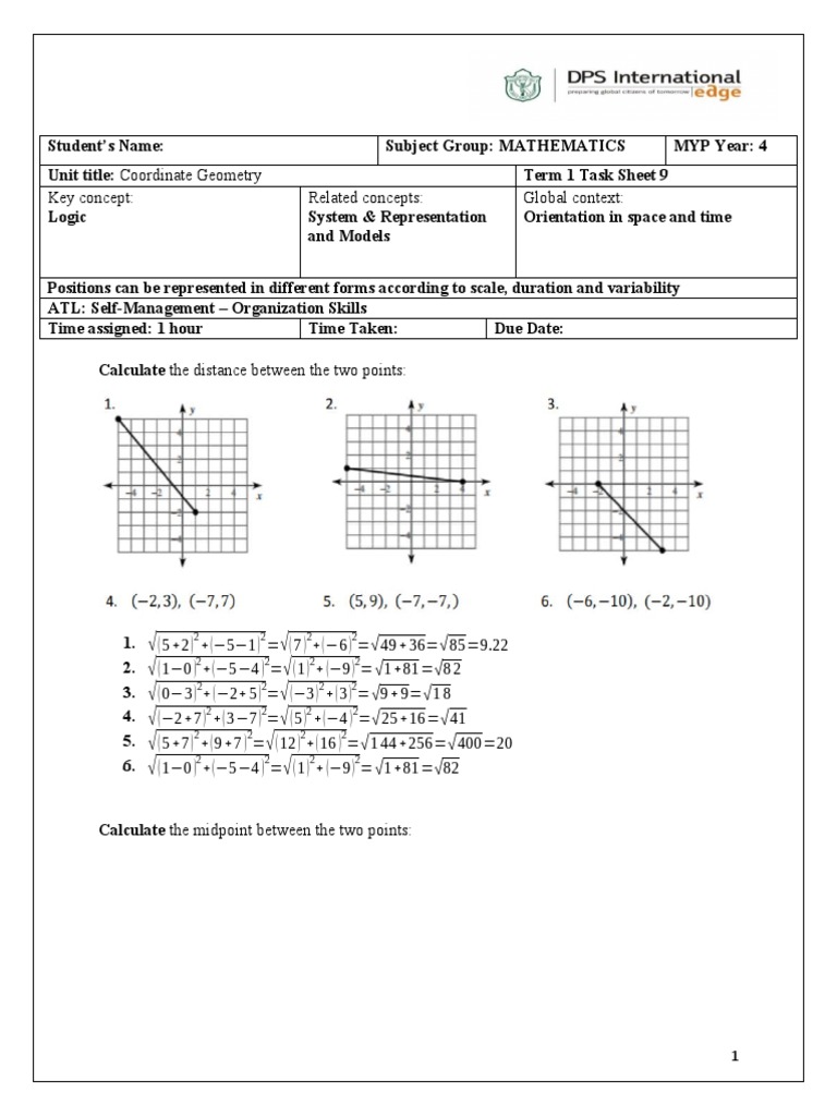 Coordinate Geometry Exercises | PDF