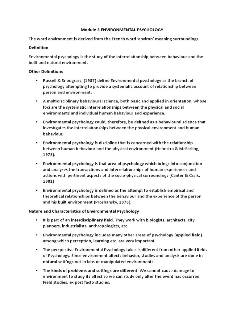 Environmental Psychology | PDF | Perception | Affect (Psychology)