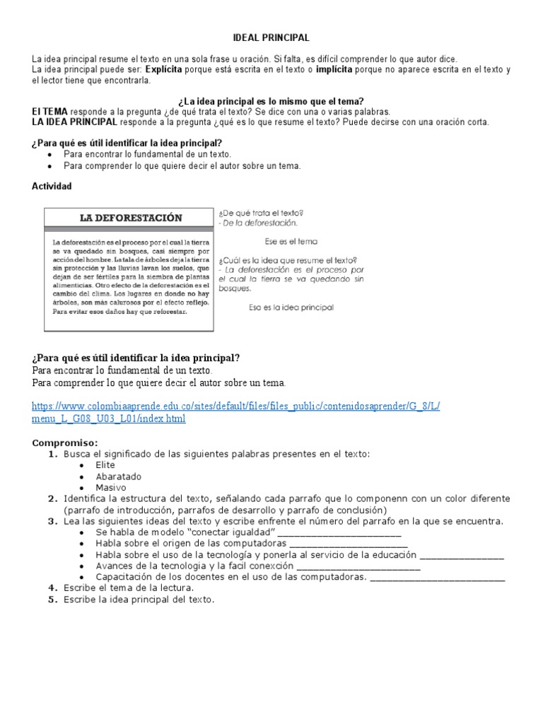 Idea Principal | PDF | Enseñando