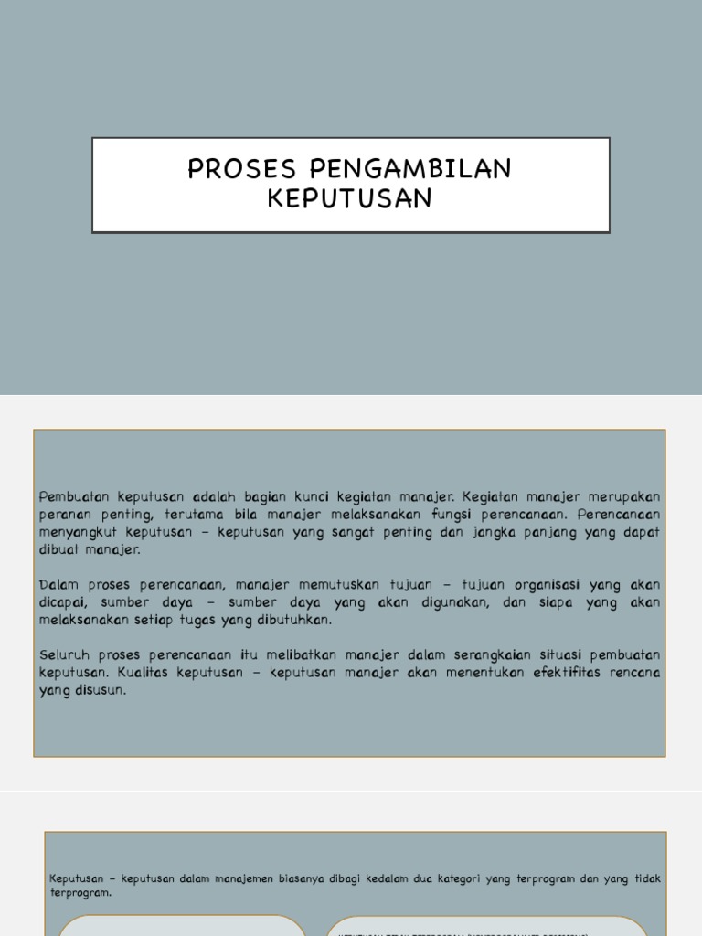 Tahapan Proses Pengambilan Keputusan | PDF | Karier & Perkembangan ...