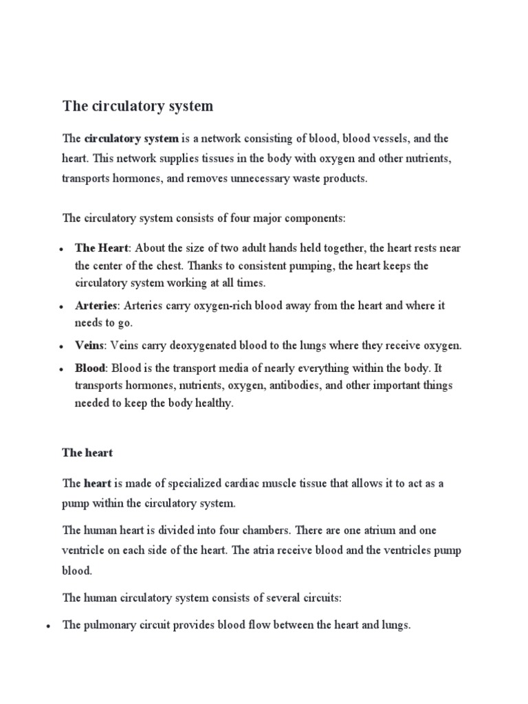Circulatory System | PDF | Heart | Circulatory System