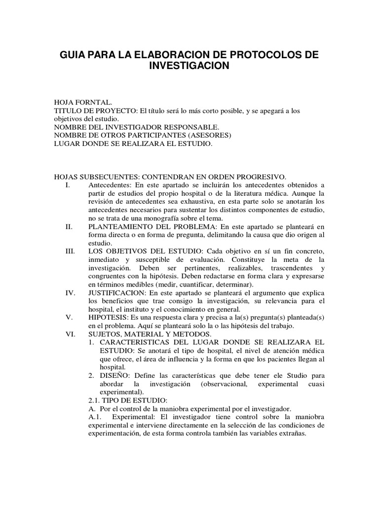 Guia para La Elaboracion de Protocolos de Investigacion 1 | PDF ... Guia para La Elaboracion de Protocolos de Investigacion 1 | PDF ...