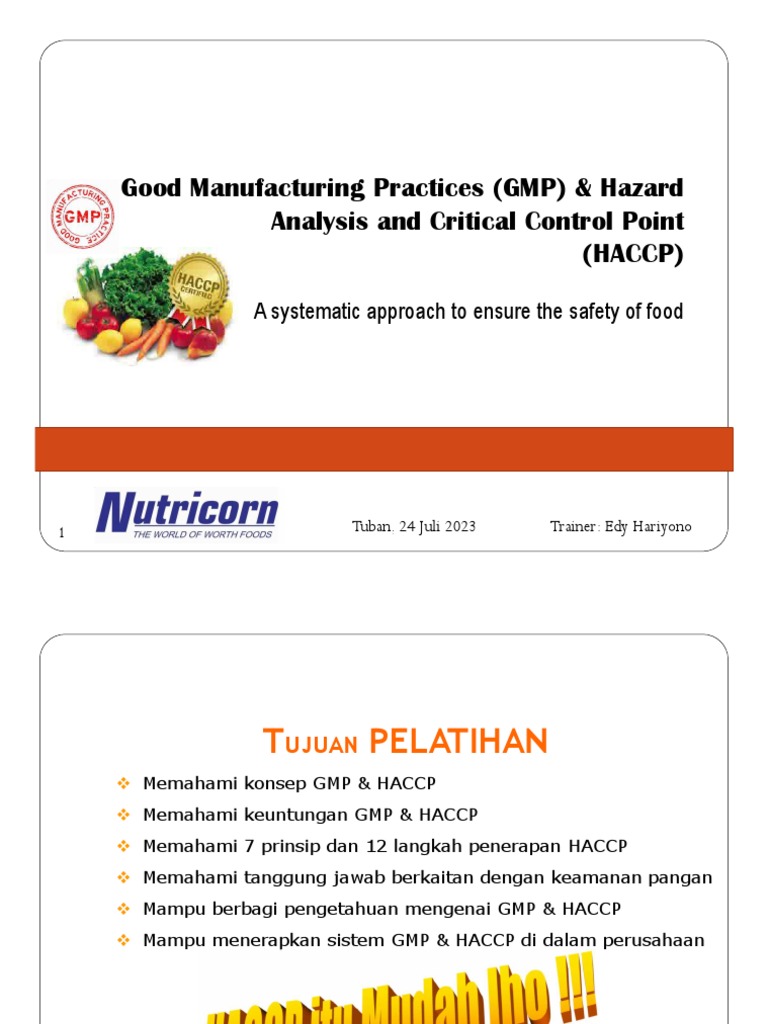 Materi Pelatihan GMP Dan HACCP Tuban | PDF | Teknologi & Rekayasa