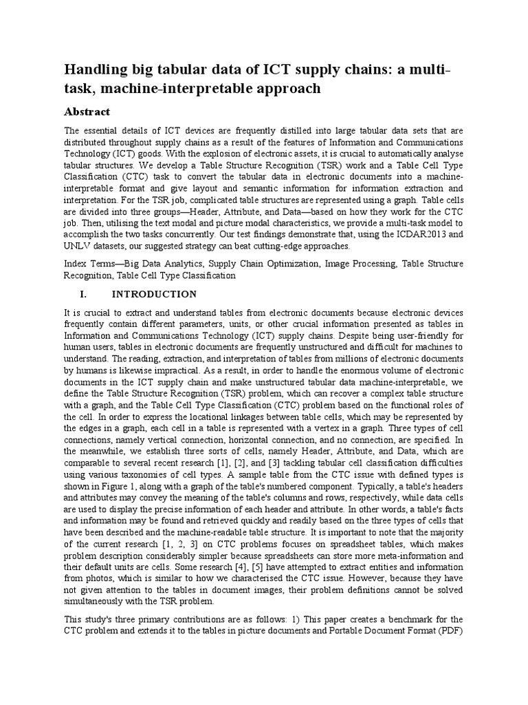 Handling Big Tabular Data of ICT Supply Chains A Multi Task Machine Interpretable Approach | PDF ...