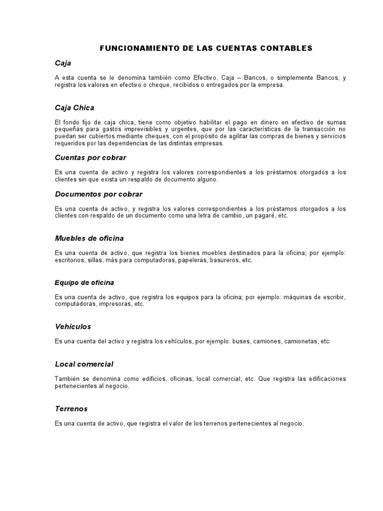 Funcionamiento de Las Cuentas Contables | PDF