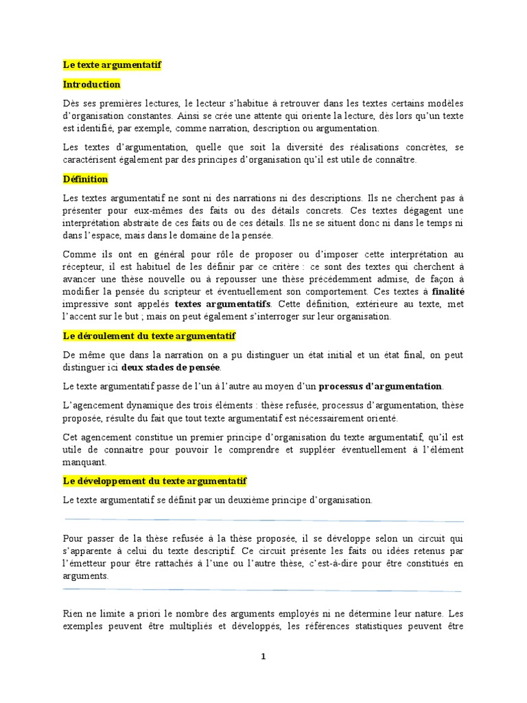 Document 08 Le texte argumentatif (4) | PDF