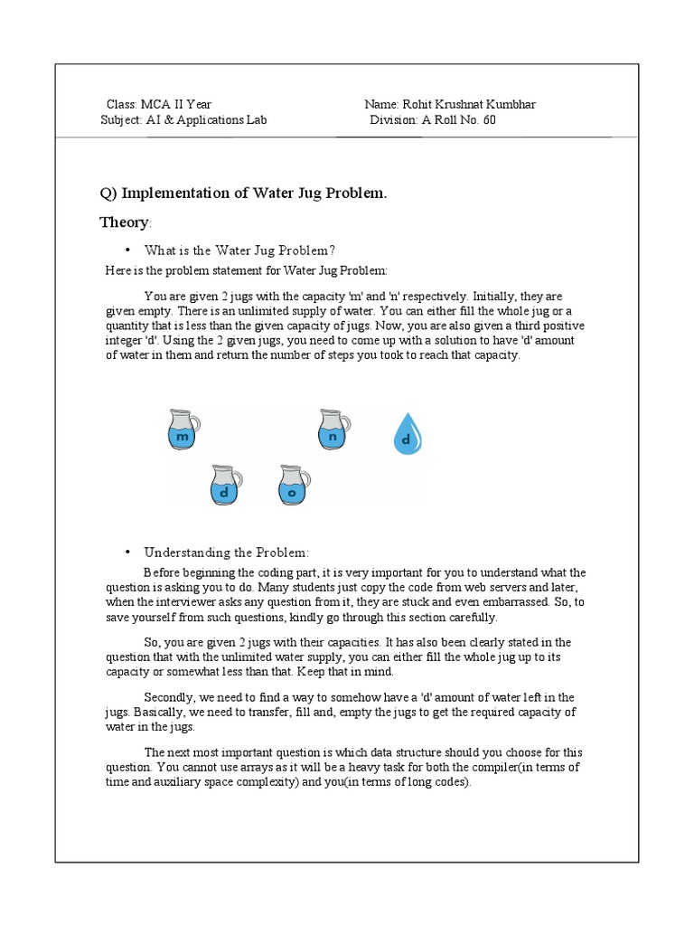 Water Jug Problem Implementation Guide | PDF