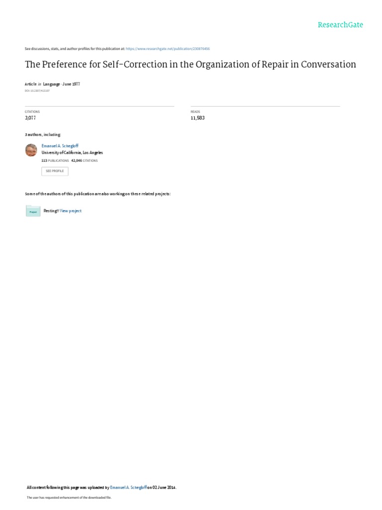 Self-Correction in Conversation Repair | PDF