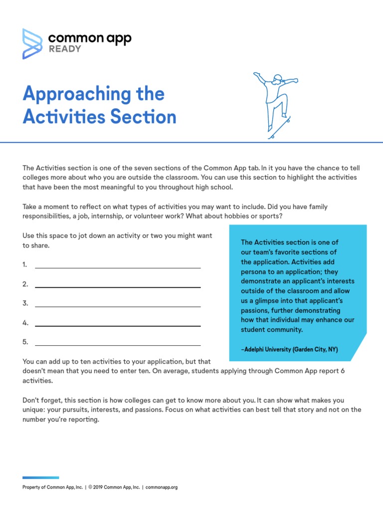 Approaching The Activities Section | PDF
