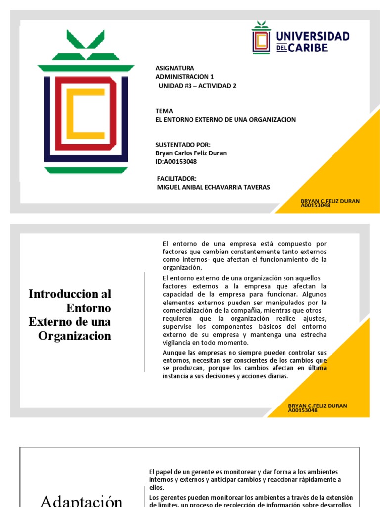 Bryan C. Feliz Duran Entorno y Cultura Organizacional | PDF | Análisis ...