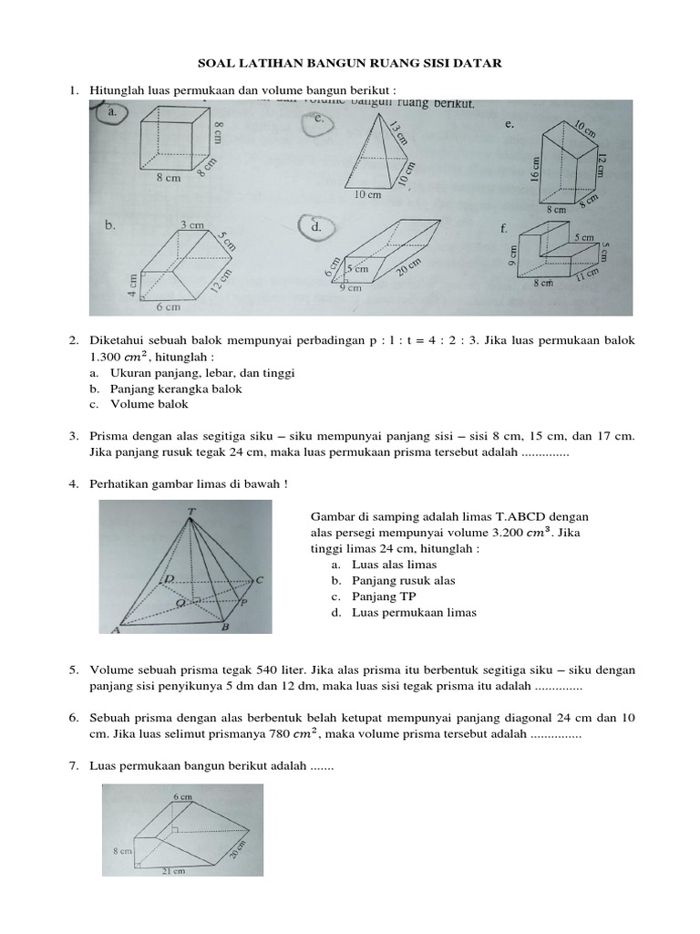 Soal Latihan Bangun Ruang Sisi Datar | PDF
