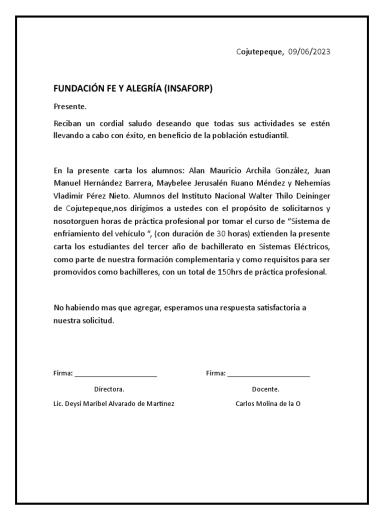 Carta A Directora | PDF