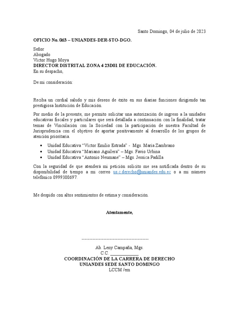Oficio-Director Distrital | PDF
