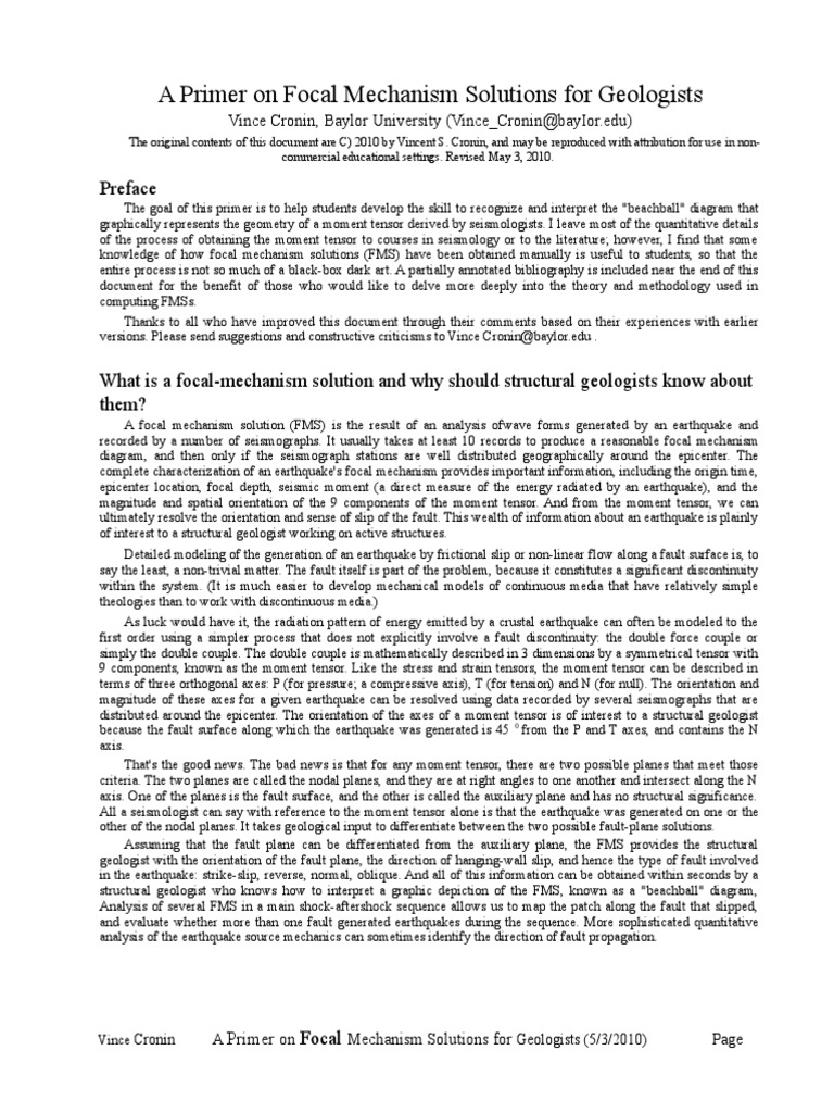 Focal Mechanism Guide for Geologists | PDF | Teaching Methods & Materials