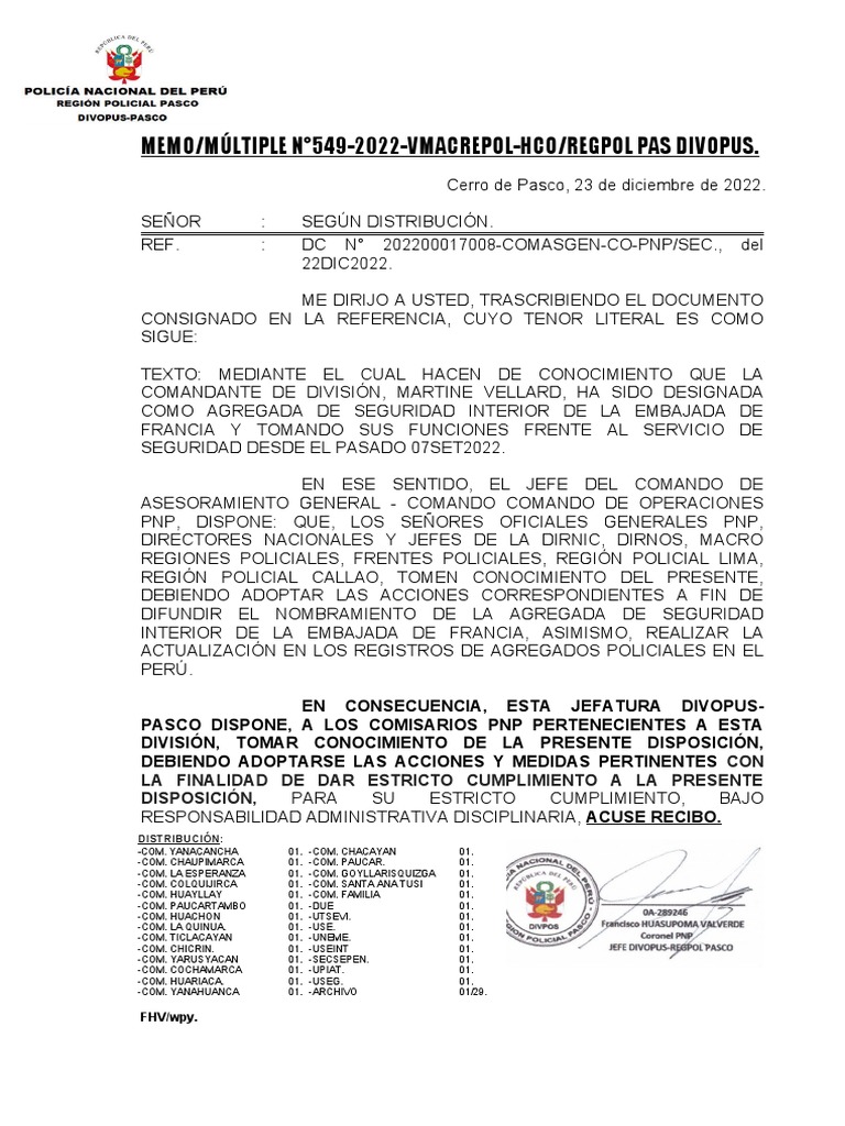 Memo - Mult #549-2022 | PDF | Gobierno | América del Sur