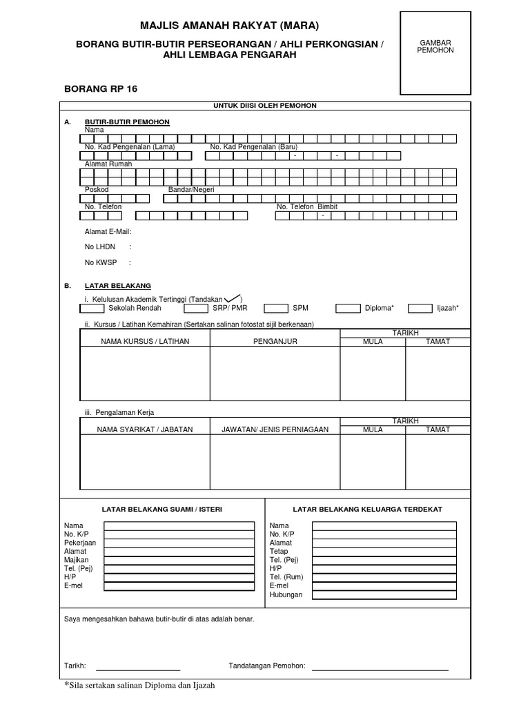 Borang RP 16 | PDF