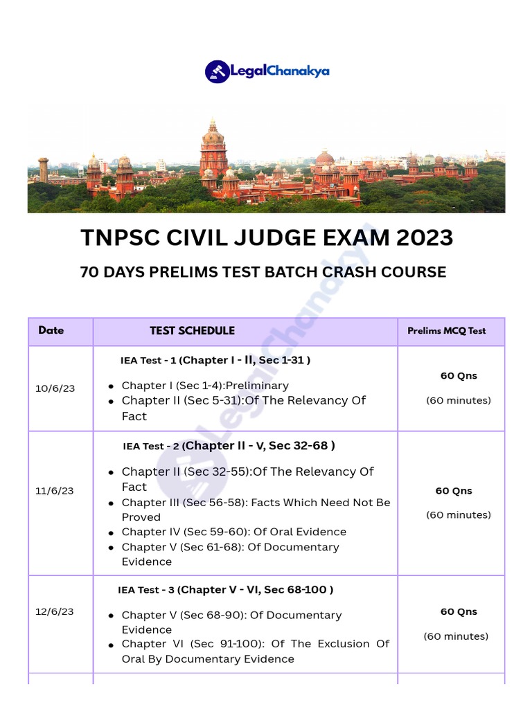 70 Days TNPSC Prelims Test Batch Schedule | PDF | Lawsuit | Appeal