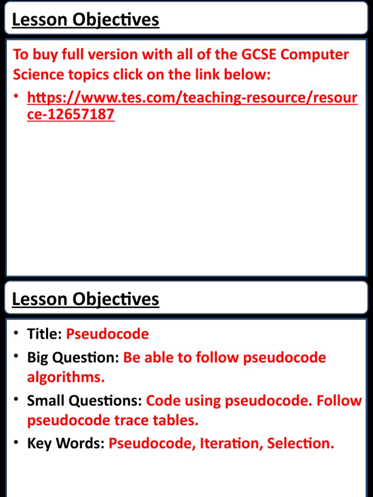 Lesson 5 Pseudocode PART 1 | PDF | Programming | Computer Program Lesson 5 Pseudocode PART 1 | PDF | Programming | Computer Program