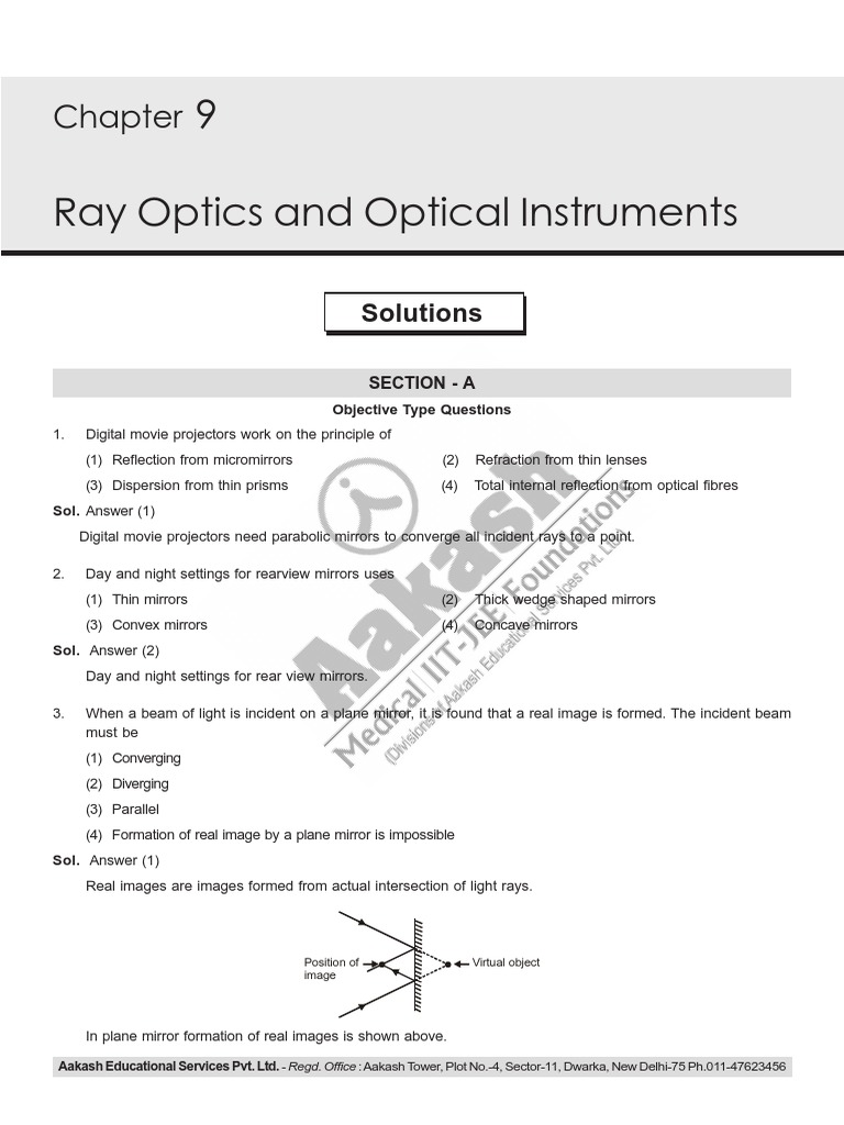 NEET Ray Optics Study Guide | PDF | Optics | Mirror