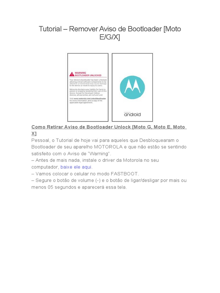 (TUTORIAL) Remover Aviso de Bootloader Desbloqueado | PDF