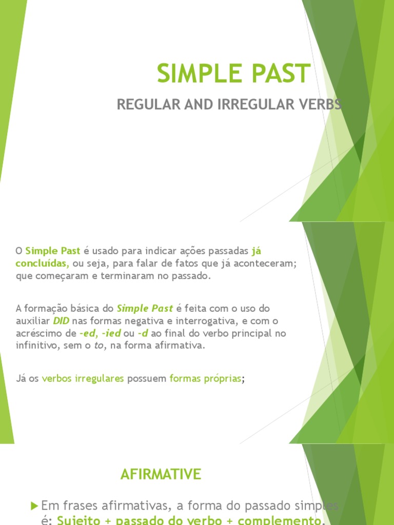 Simple Past - Regular e Irregular Verbs | PDF | Linguística