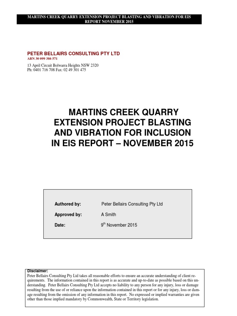 EIS - AppI - Blasting and Vibration Report | PDF | Wound | Atmosphere ...