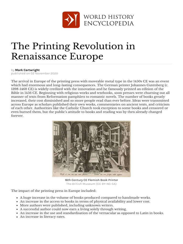 The Printing Revolution in Renaissance Europe - World History ... The Printing Revolution in Renaissance Europe - World History ...