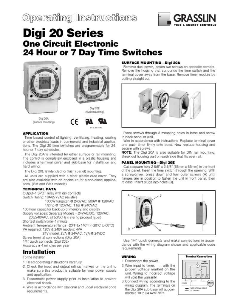 Boiler Timer Switch Manual | PDF