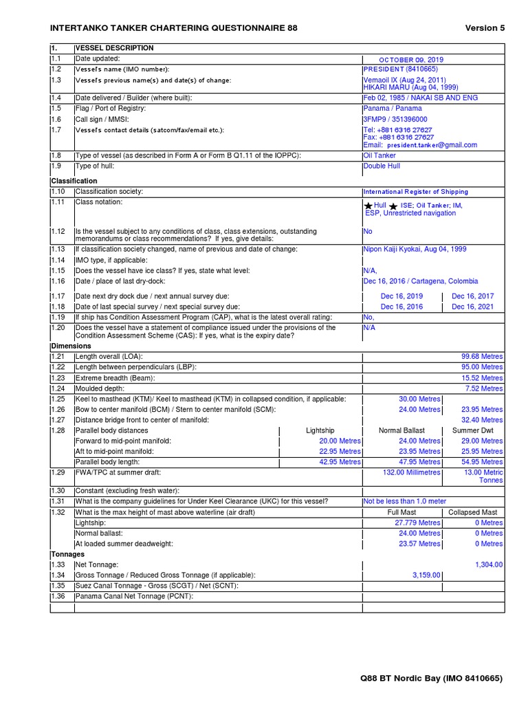 3000 GRT Oil Tanker Specifications | PDF | Tonnage | Oil Tanker