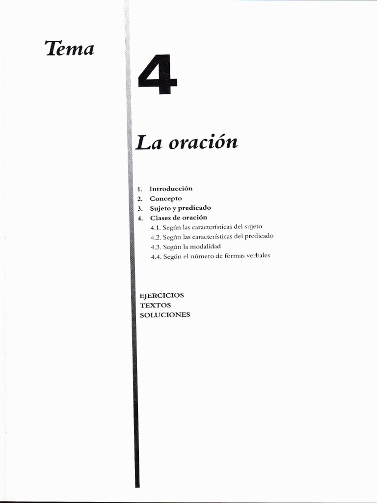 La Oración: Estructura y Tipos | PDF | Predicado (Gramática) | Asunto ...
