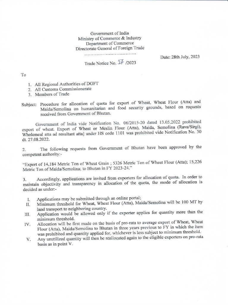 Trade Notice No.17 2023 | PDF