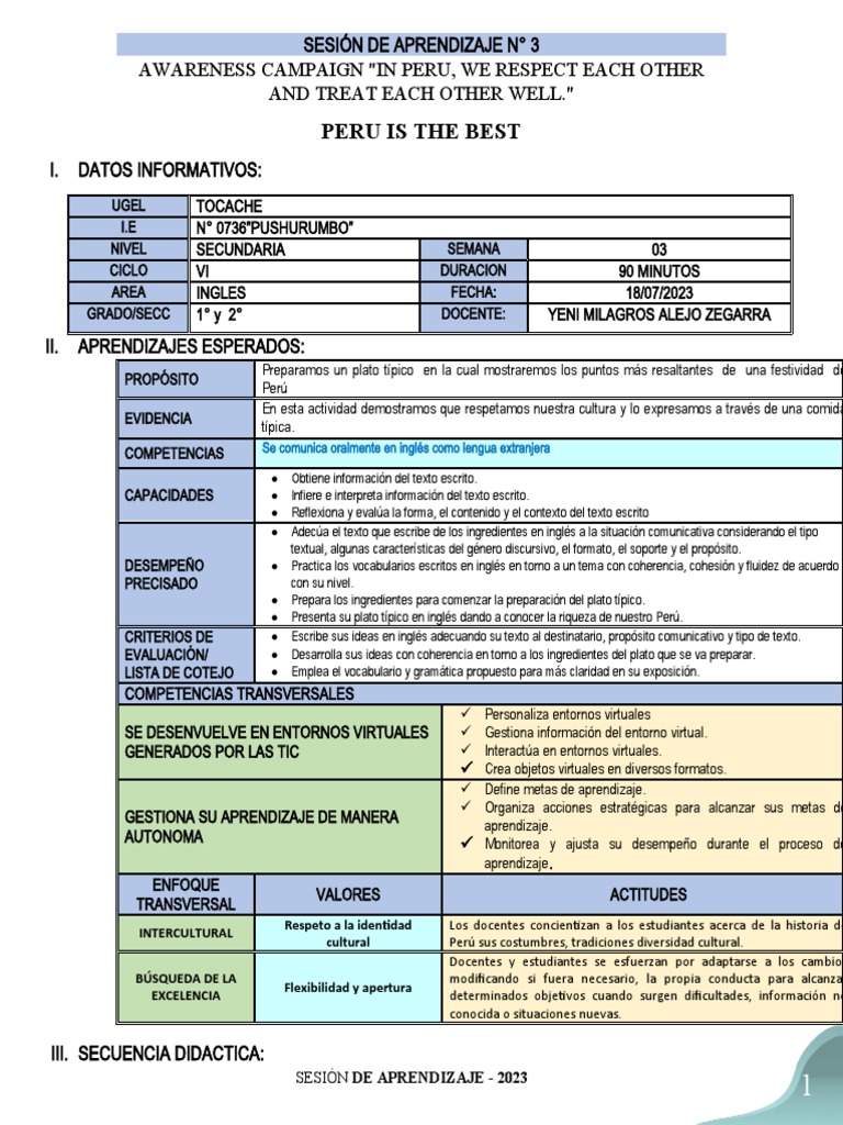 1° 2°-Ses Act 04-Inlgles-U4 | PDF | Aprendizaje | Evaluación